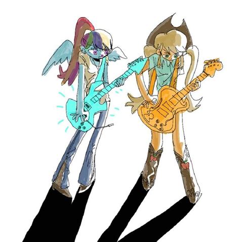 Safe Artist Aoh Jz Derpibooru Import Applejack Rainbow Dash Guitar Image Jpeg