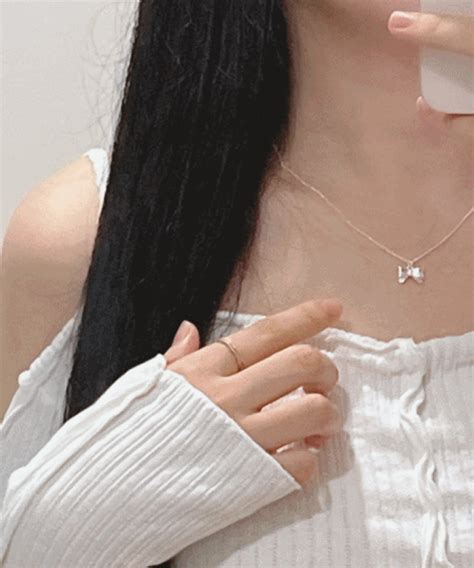 🫧당일 925silver🫧공주 플랫 화이트 리본 실버 목걸이 에이블리