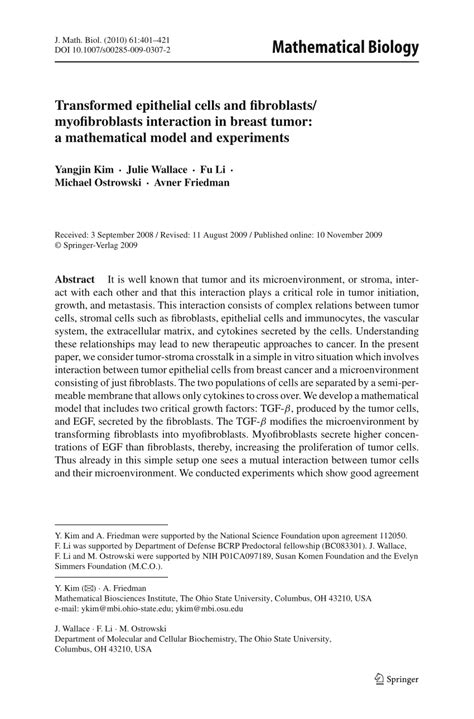 Pdf Transformed Epithelial Cells And Fibroblasts Myofibroblasts