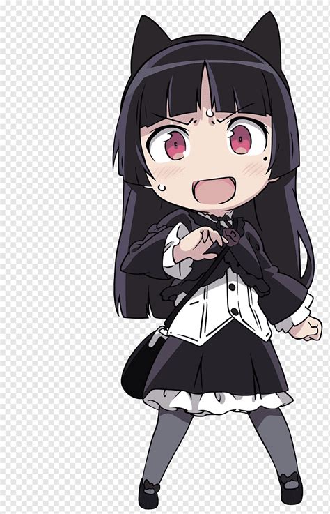 Kaos Seni Grafis Anime Chibi Oreimo Anak Rambut Hitam Manga Png