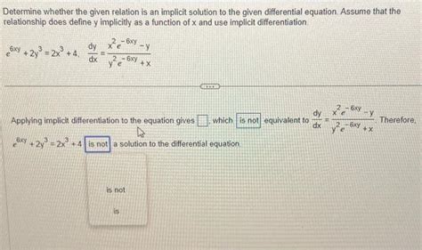 Solved Determine Whether The Given Relation Is An Implicit