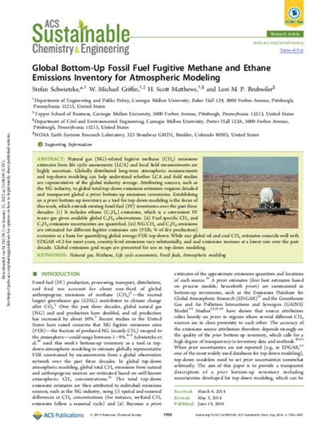Pdf Global Bottom Up Fossil Fuel Fugitive Methane And Ethane Emissions Inventory For