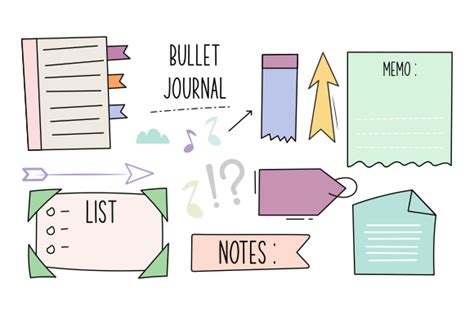 Set Of Cute Bullet Journal Notes Paper Graphic By Deemka Studio