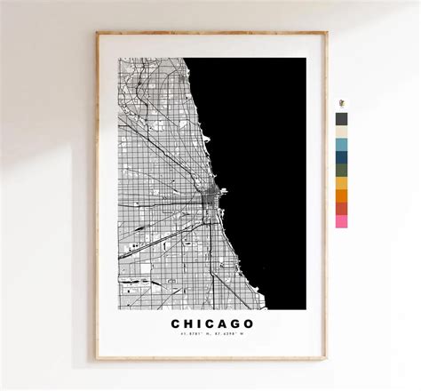 Chicago Map Print City Map Poster Map Art Usa City Maps Chicago