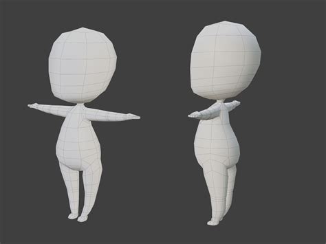 3d Low Poly Cute Chibi Base Mesh Body Model Free Vr Ar Low Poly 3d