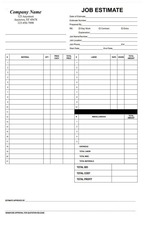 Job Estimate Template Free Word Templates Estimate Template Word Template Templates