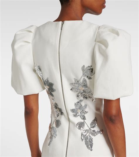 Bridal Lucilla Embellished Midi Dress In White Rebecca Vallance