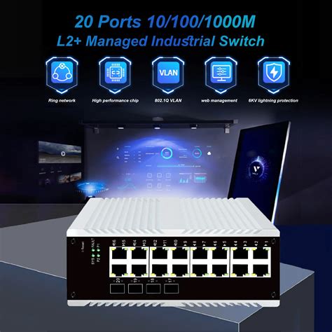 Port Full Gigabit Managed Switch L Industrial Automation Features POE Stackable QoS SNMP