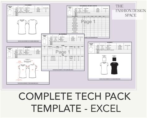 Complete Tech Pack Template Excel Fashion Tech Pack Technical Tech