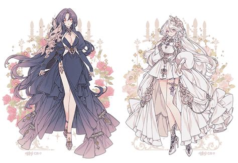 Lemon89h Original 2girls Breasts Cleavage Dress Flower Full Body Gloves High Heels