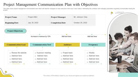 Project Management Communication Plan With Objectives Ppt Powerpoint