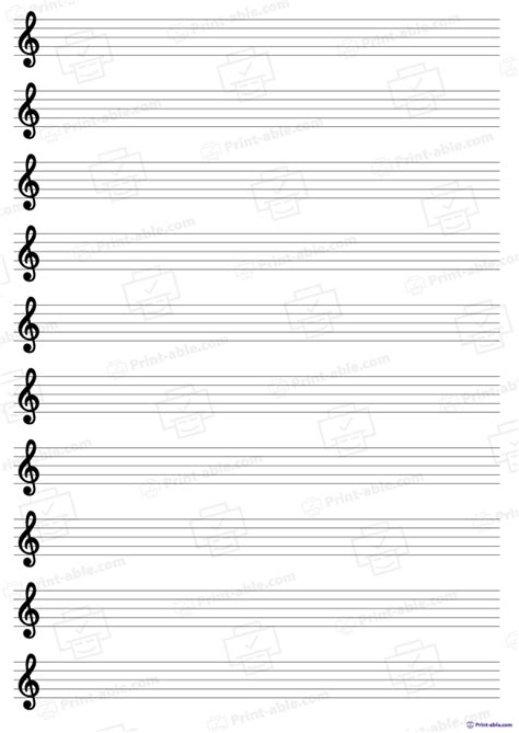 Printable Treble Clef Sheet Music Print