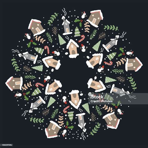 크리스마스 핸드 그린 화 환 카드 디자인 벡터 레이아웃 Copyspace 수 라운드 프레임 장식 키트 초대장 인사말 카드 블로그 포스터 메리 Xmas 및 새 해 복 많이