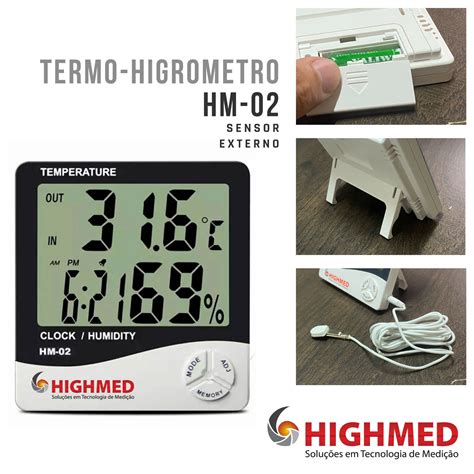 Termo HigrÔmetro Digital Com Sensor Externo Hm 02 Highmed A