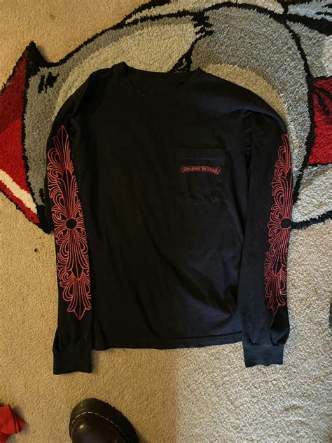 Chrome Hearts Rare Black And Red Chrome Hearts Long Sleeve Grailed