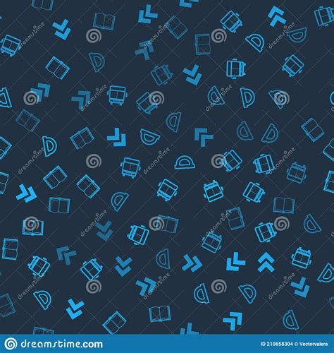 Set Arrow Bus Protractor Grid And Open Book On Seamless Pattern Vector Stock Vector