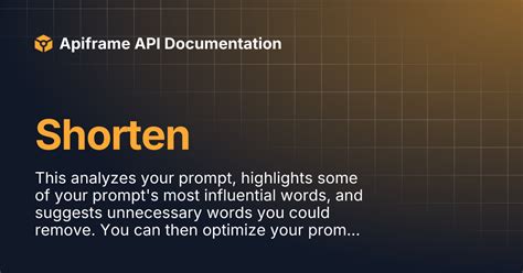 shorten apiframe api documentation