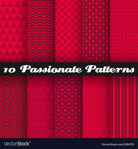 10 Passionate Seamless Patterns Tiling Hot Red Vector Image