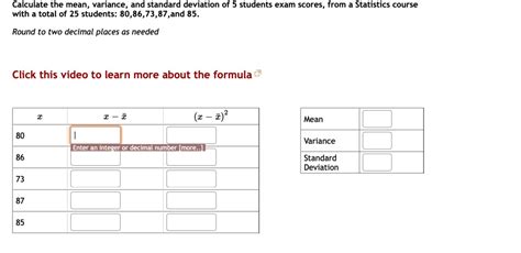 solved calculate the mean variance and standard deviation of 5