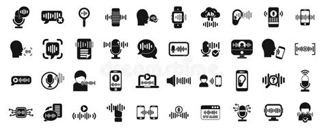 Voice And Speech Recognition App Icons Set Vector A Collection Of