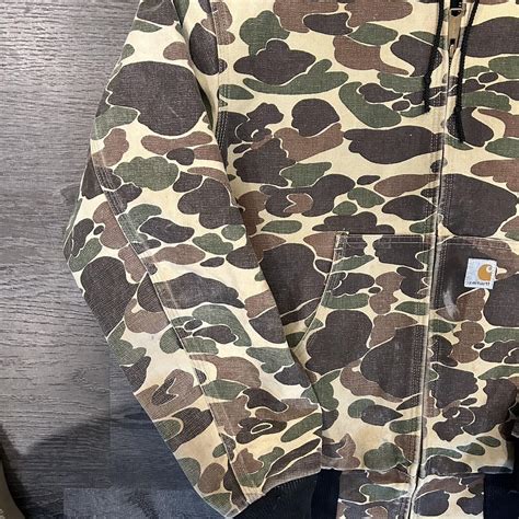 Camo Carhartt Jacket Duck Hunting Print Faded Tag Depop