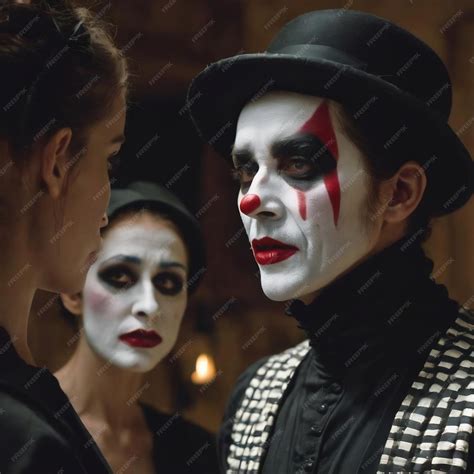 Premium Ai Image An Angry Female Mime Artist Looking At Male Mime