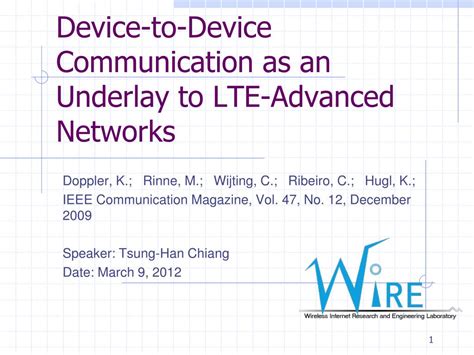 Ppt Device To Device Communication As An Underlay To Lte Advanced