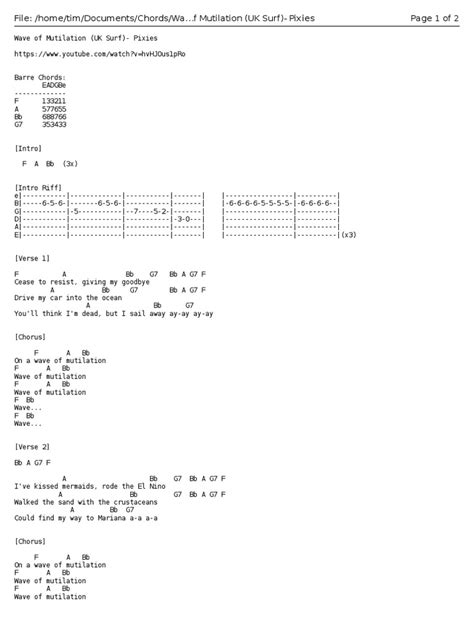 Wave Of Mutilation Uk Surf Pixies Pdf