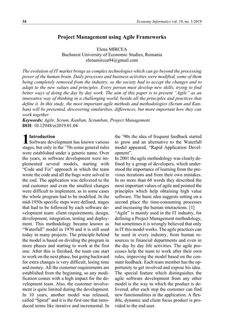 PDF Project Management Using Agile Frameworks