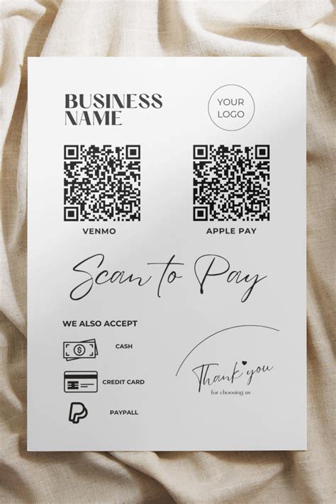 Editable Scan To Pay Template Payment Sign Qr Code Sign Business Canva Paypal Venmo Scan Sign
