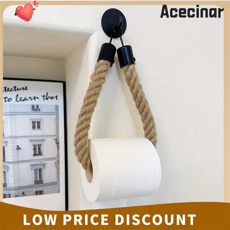 เอซไคนาร์ ที่ใส่กระดาษชําระม้วน ย้อนยุคเชือกป่านติดผนังชั้นวาง ล้างห้องตกแต่ง ต่อย ฟรี อุปกรณ์