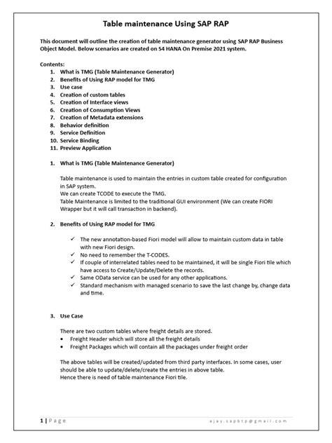 Table Maintenance Using Rap Managed Scenario Pdf