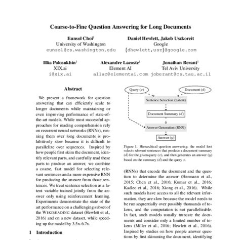 Coarse To Fine Question Answering For Long Documents Acl Anthology
