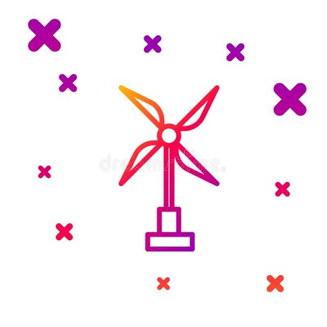 Color Line Wind Turbine Icon Isolated On White Background Wind