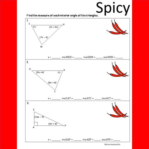 Triangle Sum Theorem Mild Medium And Spicy Practice By Waldonmath