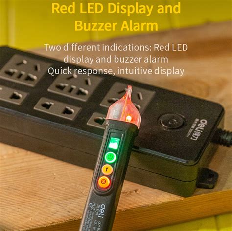 Deli Digital Voltage Detector V AC DC LED Alarm Circuit NonContact Test Pen Batteries