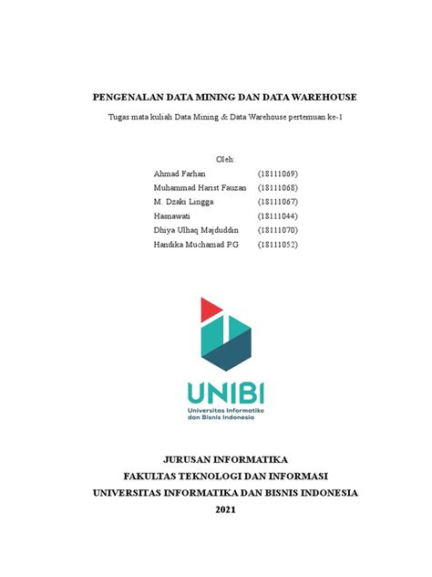 Tugas 1 Data Mining And Data Warehouse Pdf