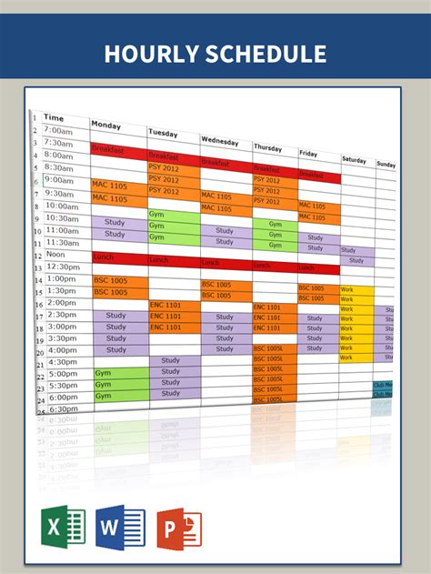 Hourly Planner Excel Template