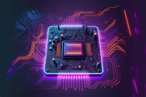 Premium Photo Computer Microchip Semiconductor On Motherboard Futuristic Cyber Neon Lighting