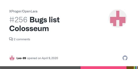 Bugs List Colosseum · Issue 256 · Xprogeropenlara · Github