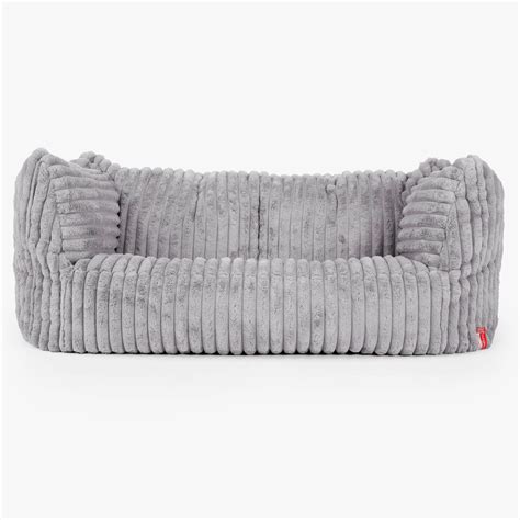 Lounge Pug Ruben Sitzsack Sofa Ultra Plüsch Cord Grau Big Bertha