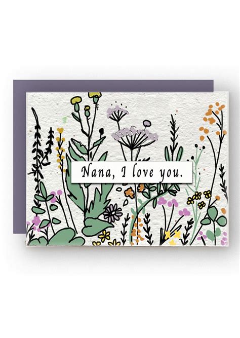 Nanas Love Blossoms Wildflower Seed Paper Card Artsy Ems Designs