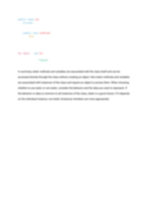 Solution Escribe The Difference Between Static And Non Static Methods