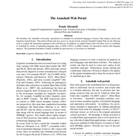 The Annohub Web Portal Acl Anthology