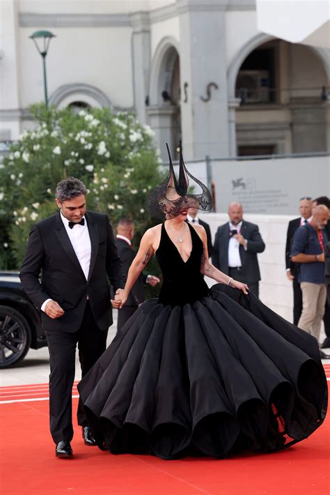 In Custom Dior Vintage Headpiece Lady Gaga Stuns At The Venice Film