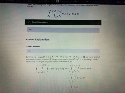 Solved Convert A Triple Integral From Rectangular To