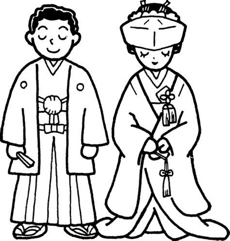 結婚のイラストno 129『和風の結婚式』／無料のフリー素材集【花鳥風月】