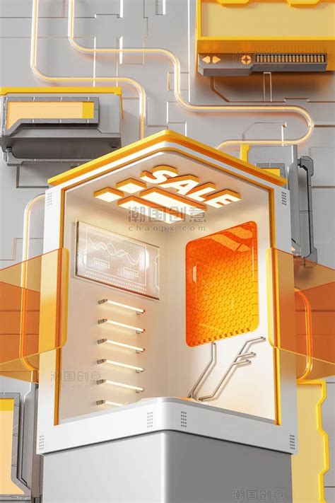 3d立体现代科技风商品展示柜促销场景图片潮国创意 花瓣网