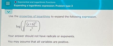 Solved Exponential And Logarithmic FunctionsExpanding A Chegg