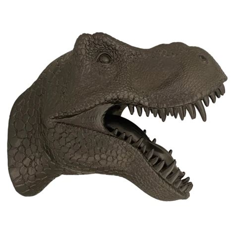 T Rex Tyrannosaurus Rex Head Wall Mounted Statue Dinosaur Bust Grey
